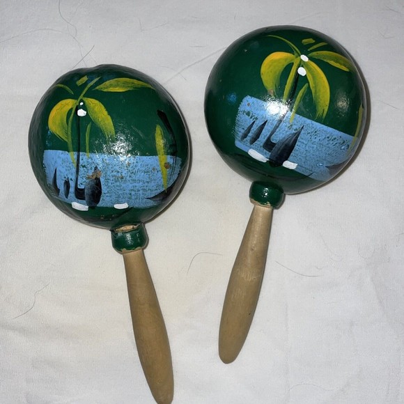 Toys | Green Maracas Hand Painted From Mexico Set Of 2 | Poshmark